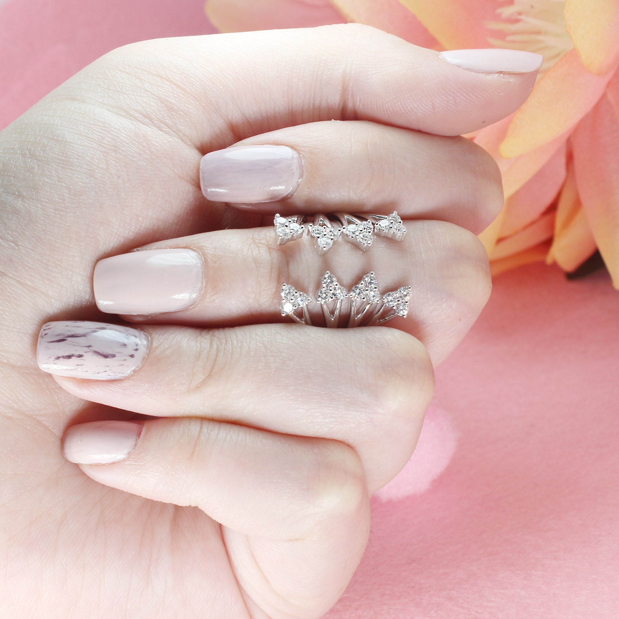 0.97 ctw. Diamond Unique Design Right Hand Open Ring 18k | Etsy