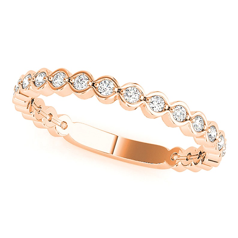 14K / 18k Solid Rose Gold Diamond Wedding Ring Anniversary - Etsy