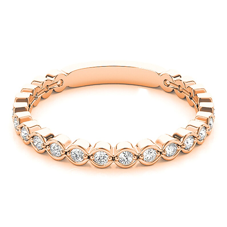 14K / 18k Solid Rose Gold Diamond Wedding Ring Anniversary - Etsy