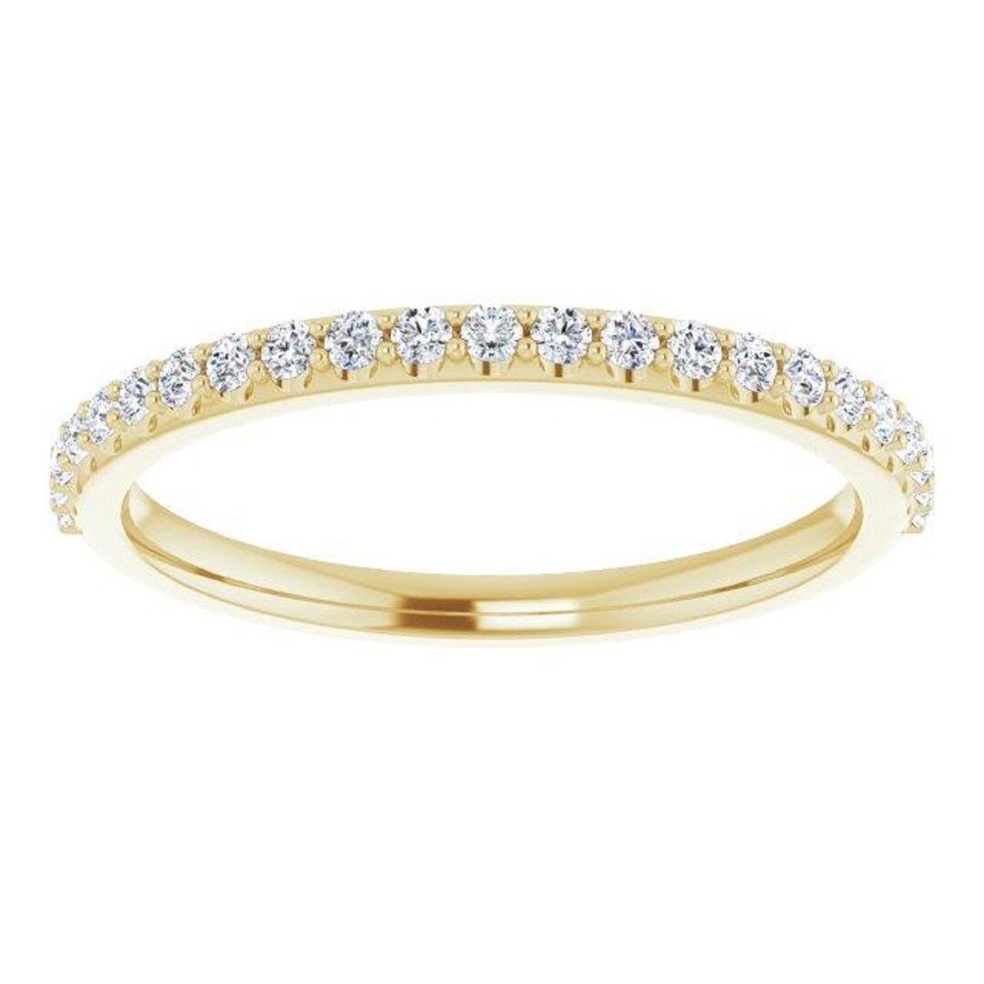0.25 Ct. Round Cut Diamond Delicate Wedding Band 14K/18K - Etsy