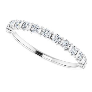 0.37 Ct. Round Cut Diamond, Bar Set Wedding Band - 14K/18K White ...