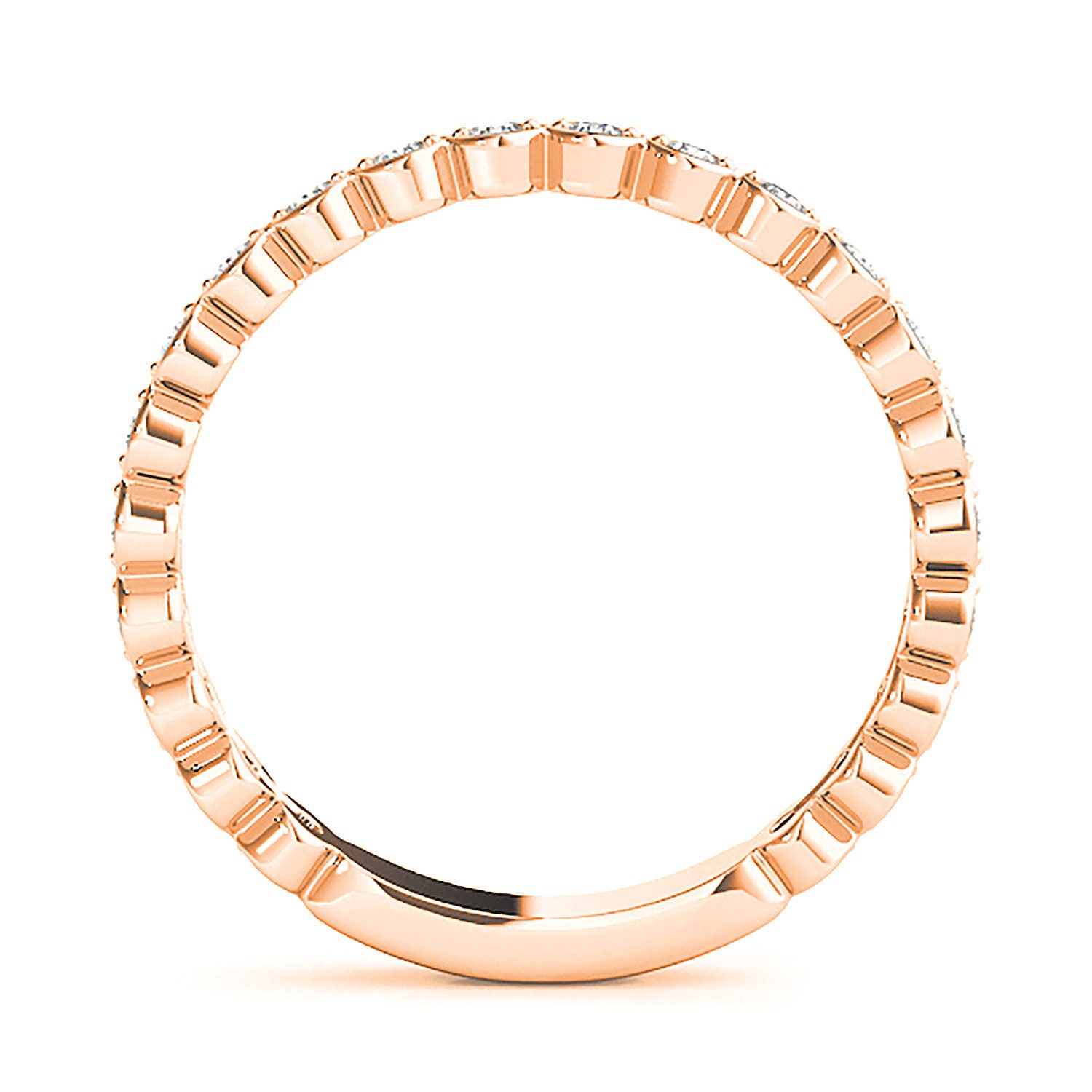 14K / 18k Solid Rose Gold Diamond Wedding Ring Anniversary | Etsy