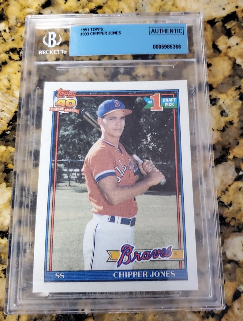 Chipper Jones Rookie Card Beckett Slabbed 1991 - Etsy