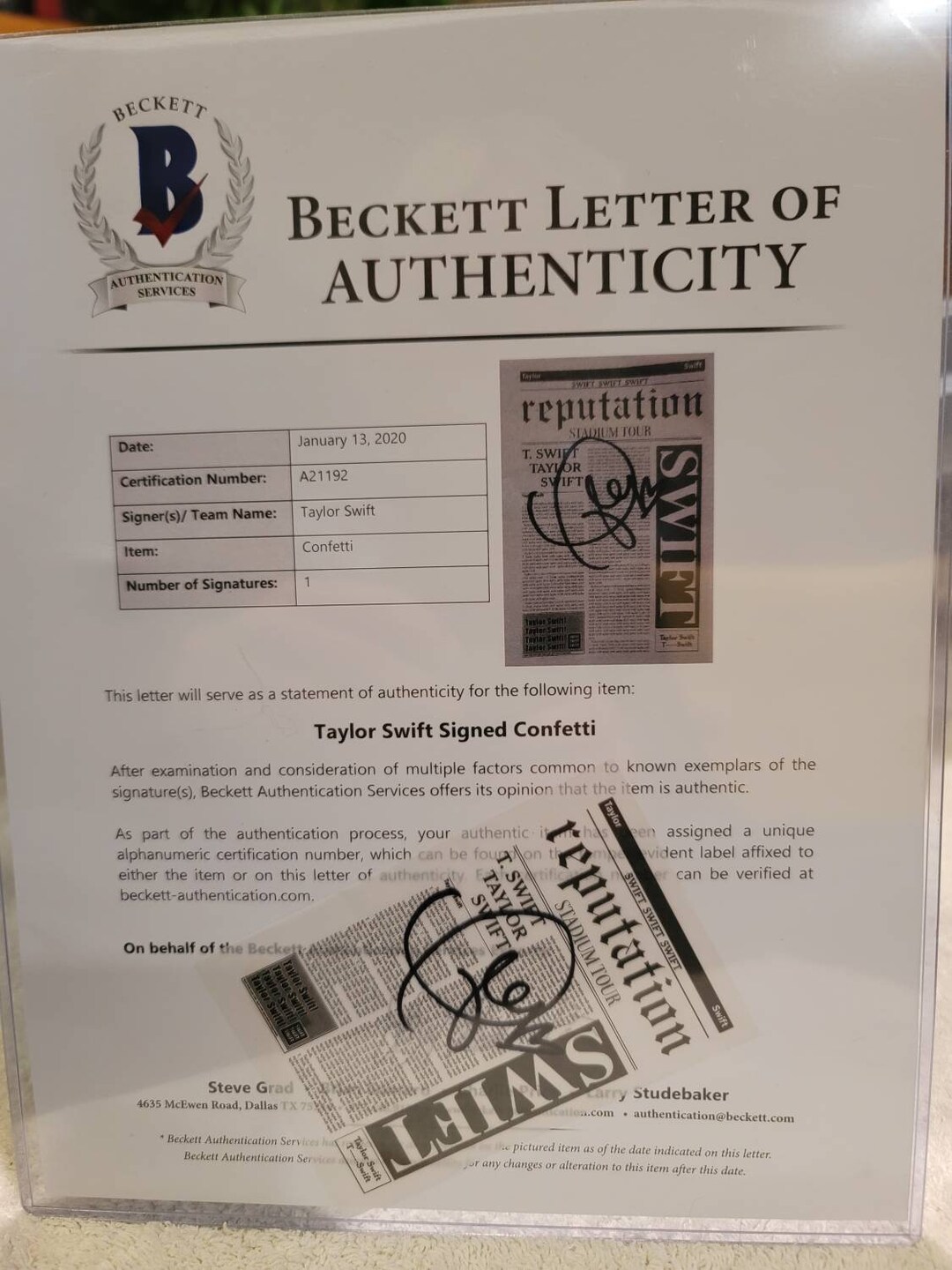 Taylor Swift Hand Sign Reputation Tour for Confetti - Etsy