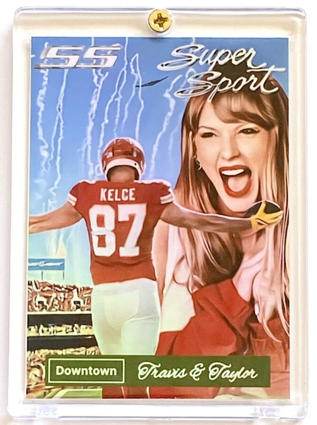 Travis Kelce & Taylor Swift Custom Holo Trading Card in Case - Etsy