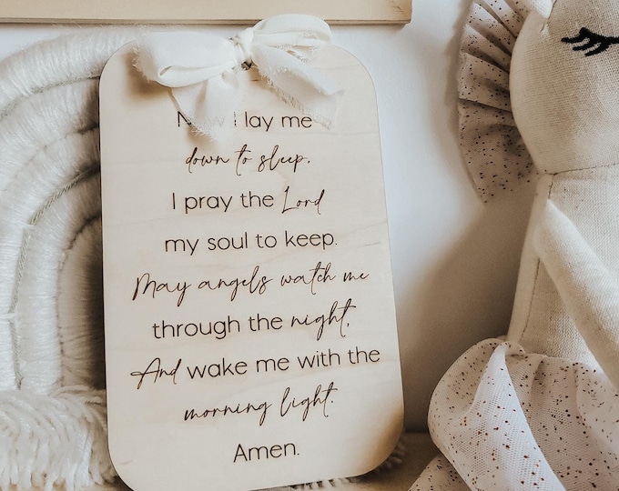 Vintage Embroidered Prayer Poem, Now I Lay Me Down to Sleep, Wall ...