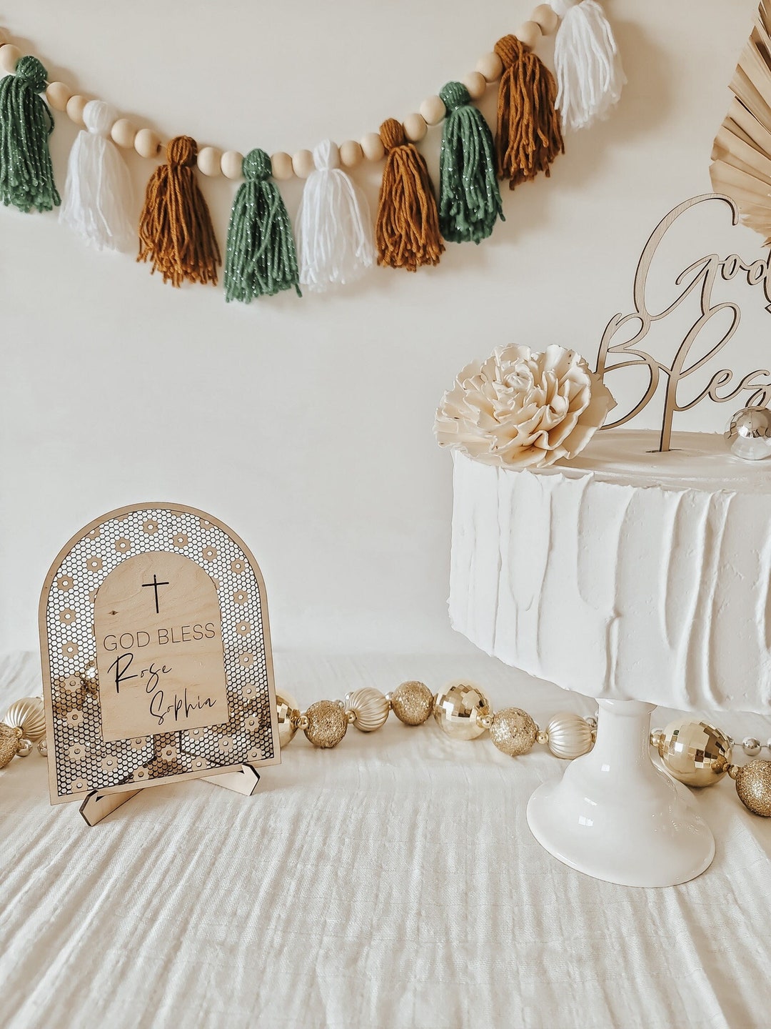 God Bless Baptism Flower Sign Girl Baptism Baptism Decorations Baptism Decor Party Decorations ...