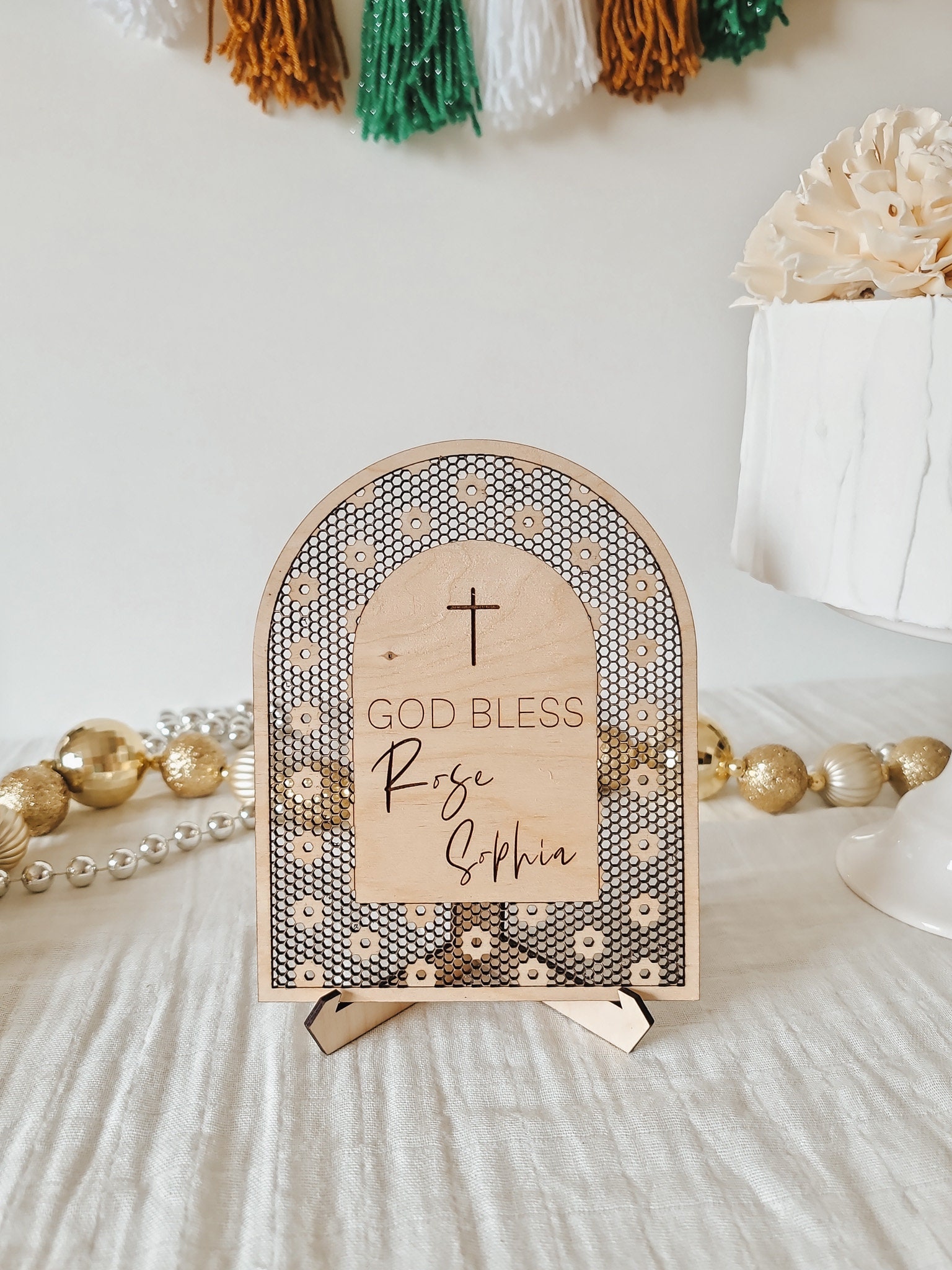 God Bless Baptism Flower Sign Girl Baptism Baptism - Etsy