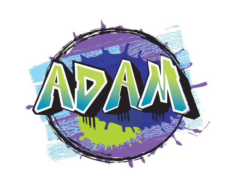 Graffiti Wall Drippy Neon Splatter Spray Paint Bat Mitzvah LOGO Digital ...