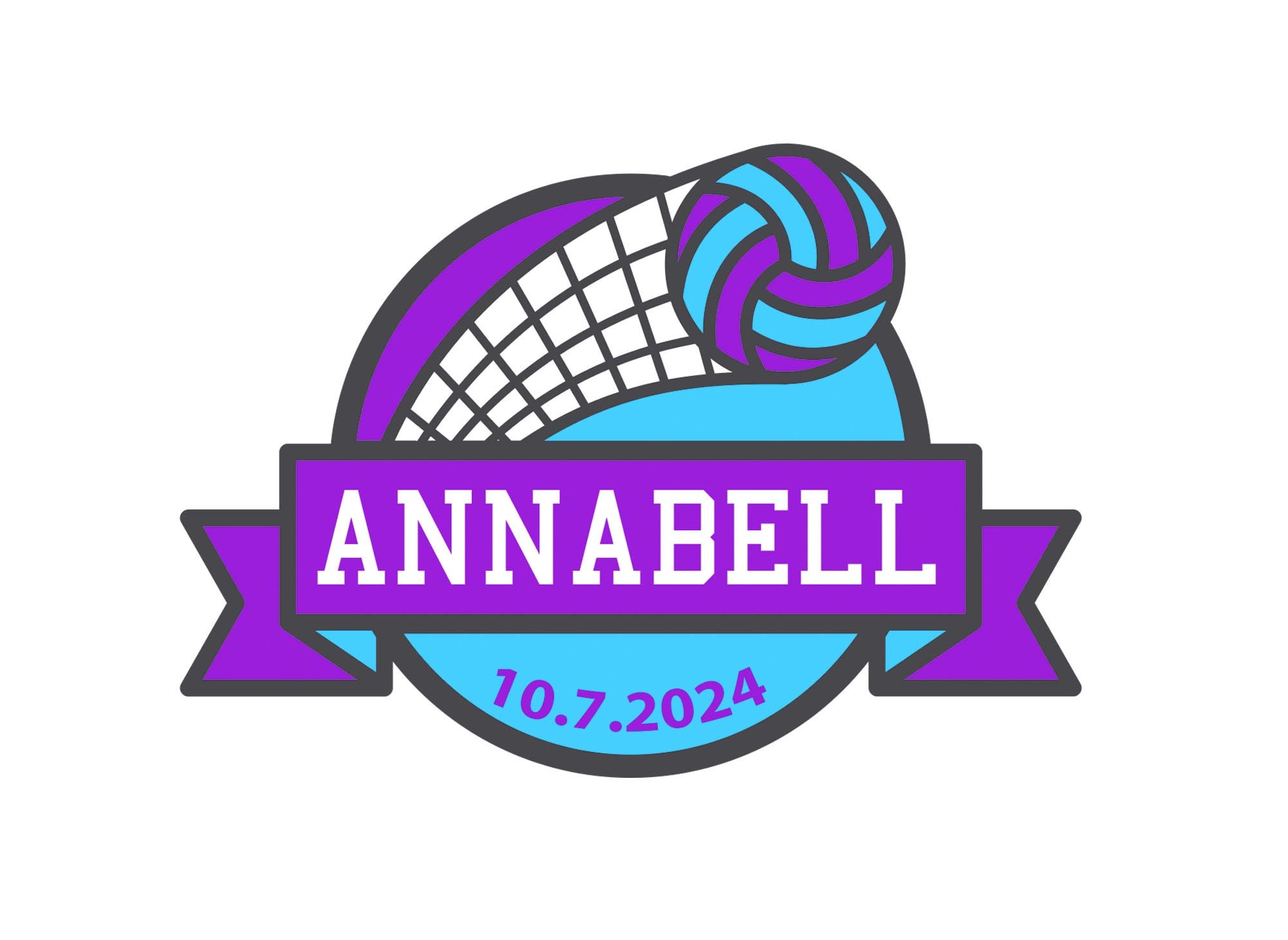 Volleyball Net Retro Neon Sports Name Bar Bat Mitzvah LOGO Digital ...