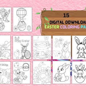 Easter Digital Colouring Pages for Kids, Printable Coloring Pages ...