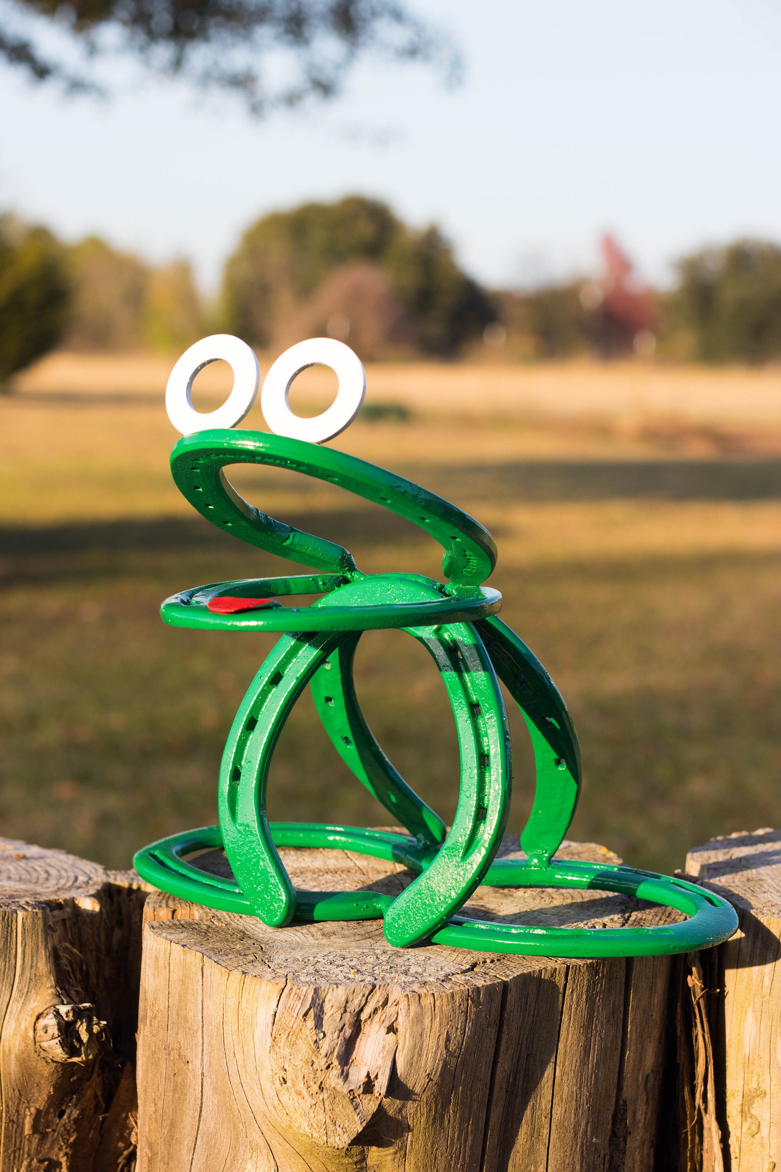 Horseshoe Garden Frog | Yard Art - Etsy
