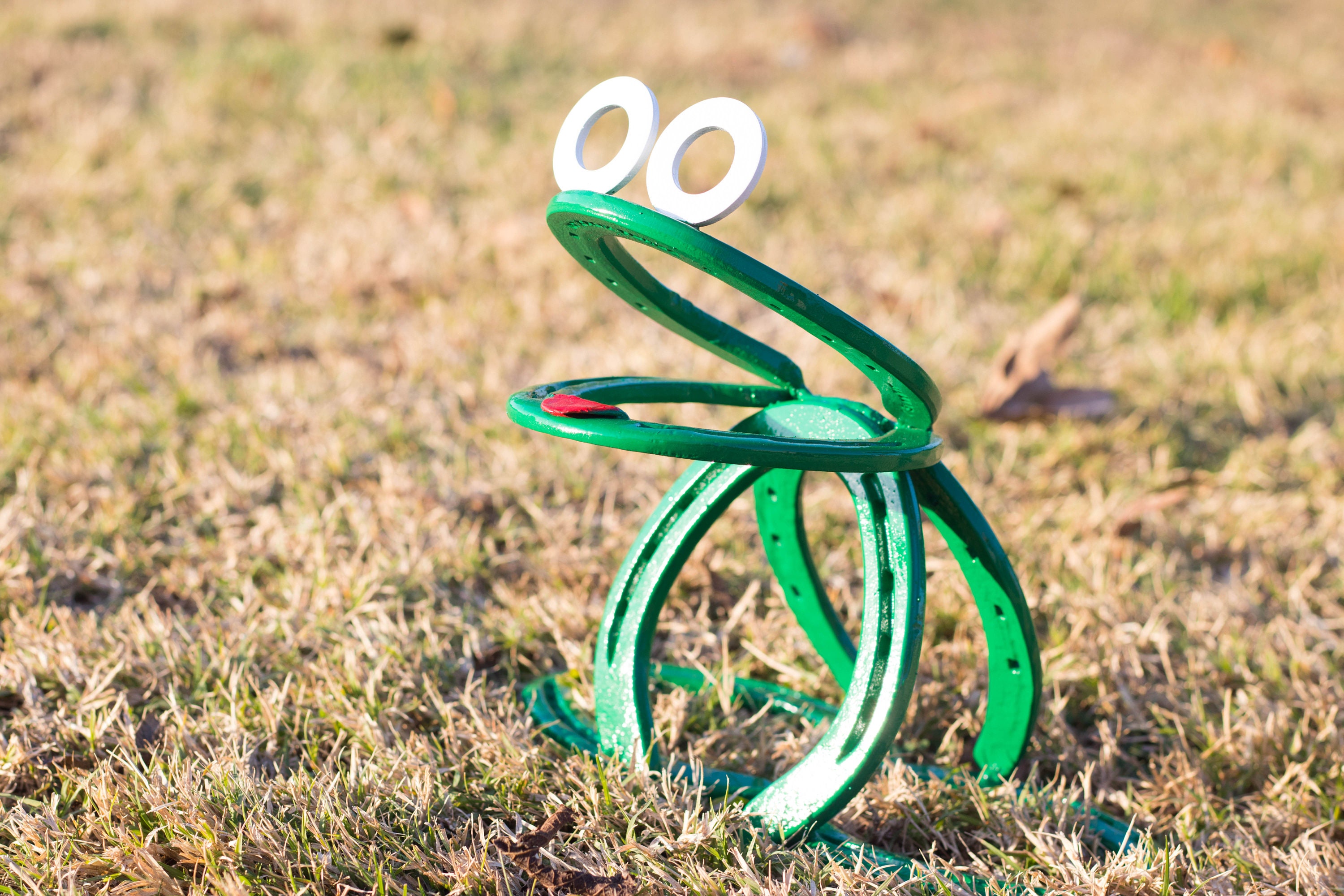 Horseshoe Garden Frog | Yard Art - Etsy