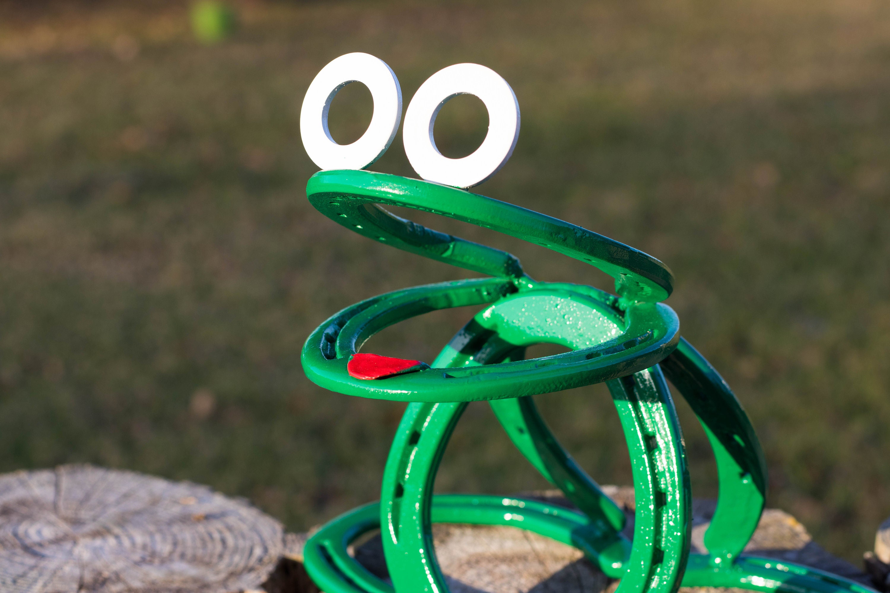 Horseshoe Garden Frog | Yard Art - Etsy