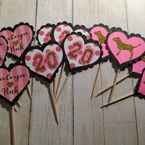 VS PINK Personalized Cupcake Toppers,i Love Pink Birthday Party,custom ...