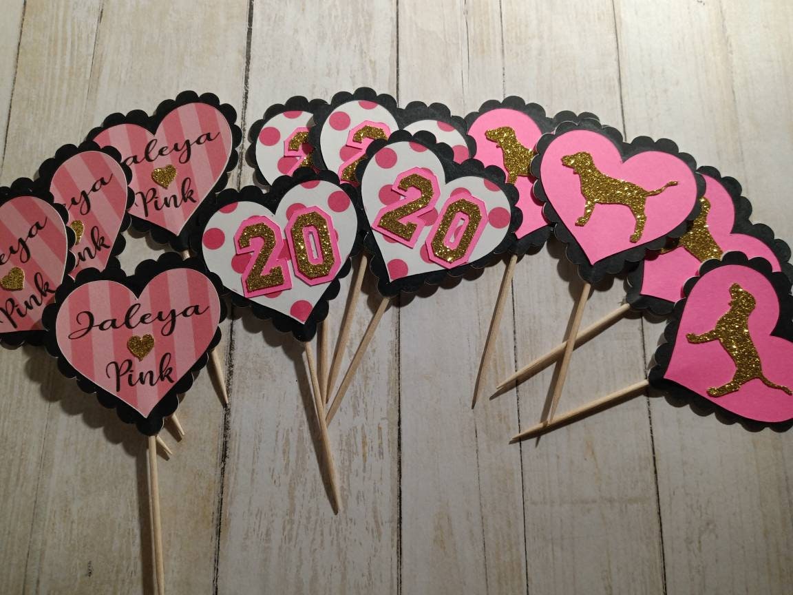 VS PINK Personalized Cupcake Toppersi Love Pink Birthday - Etsy