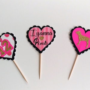 VS PINK Personalized Cupcake Toppers,i Love Pink Birthday Party,custom ...