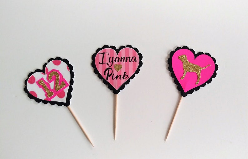VS PINK Personalized Cupcake Toppersi Love Pink Birthday - Etsy