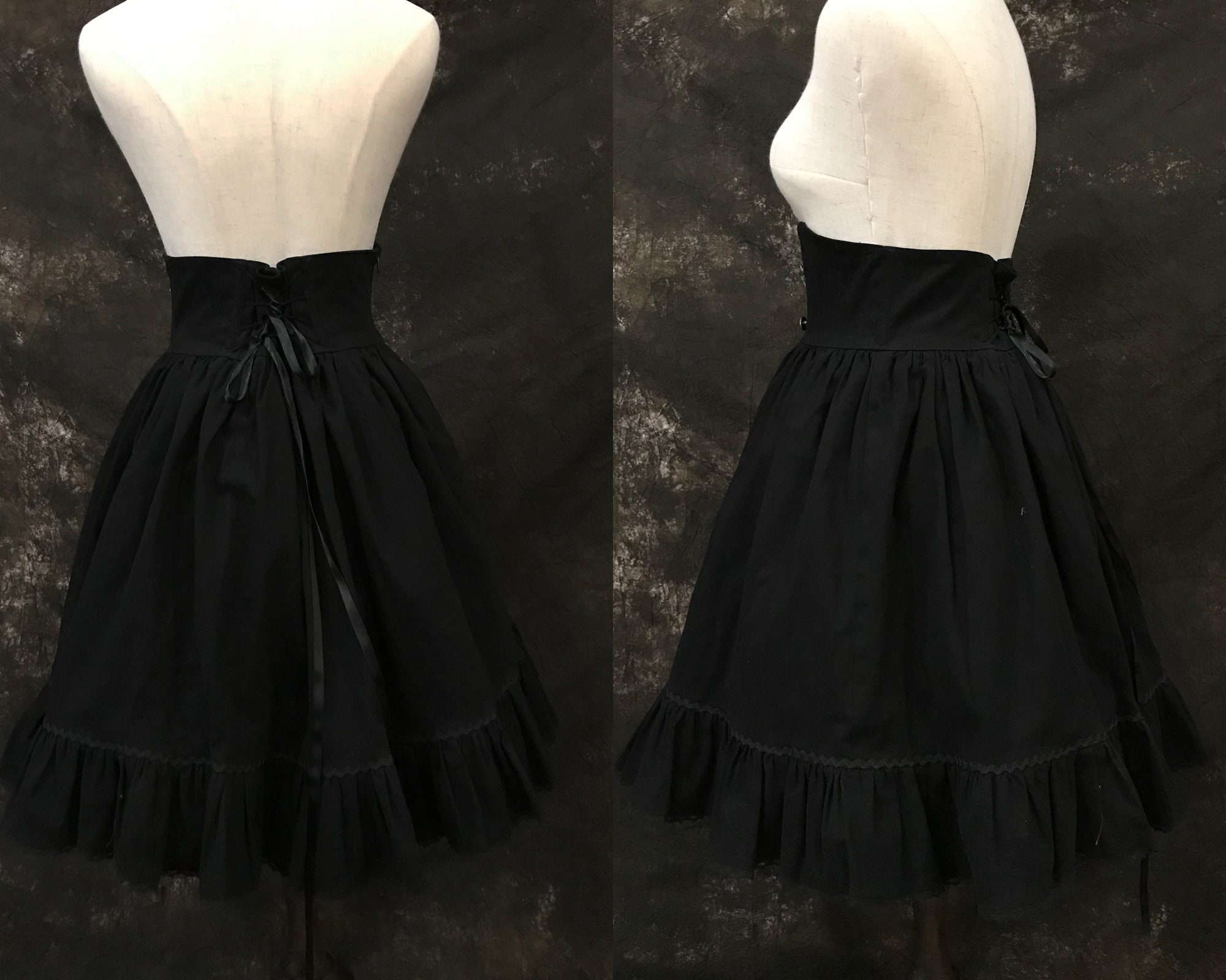 Black Gothic Lolita Skirt/high Waist Skirt /classic Gothic - Etsy