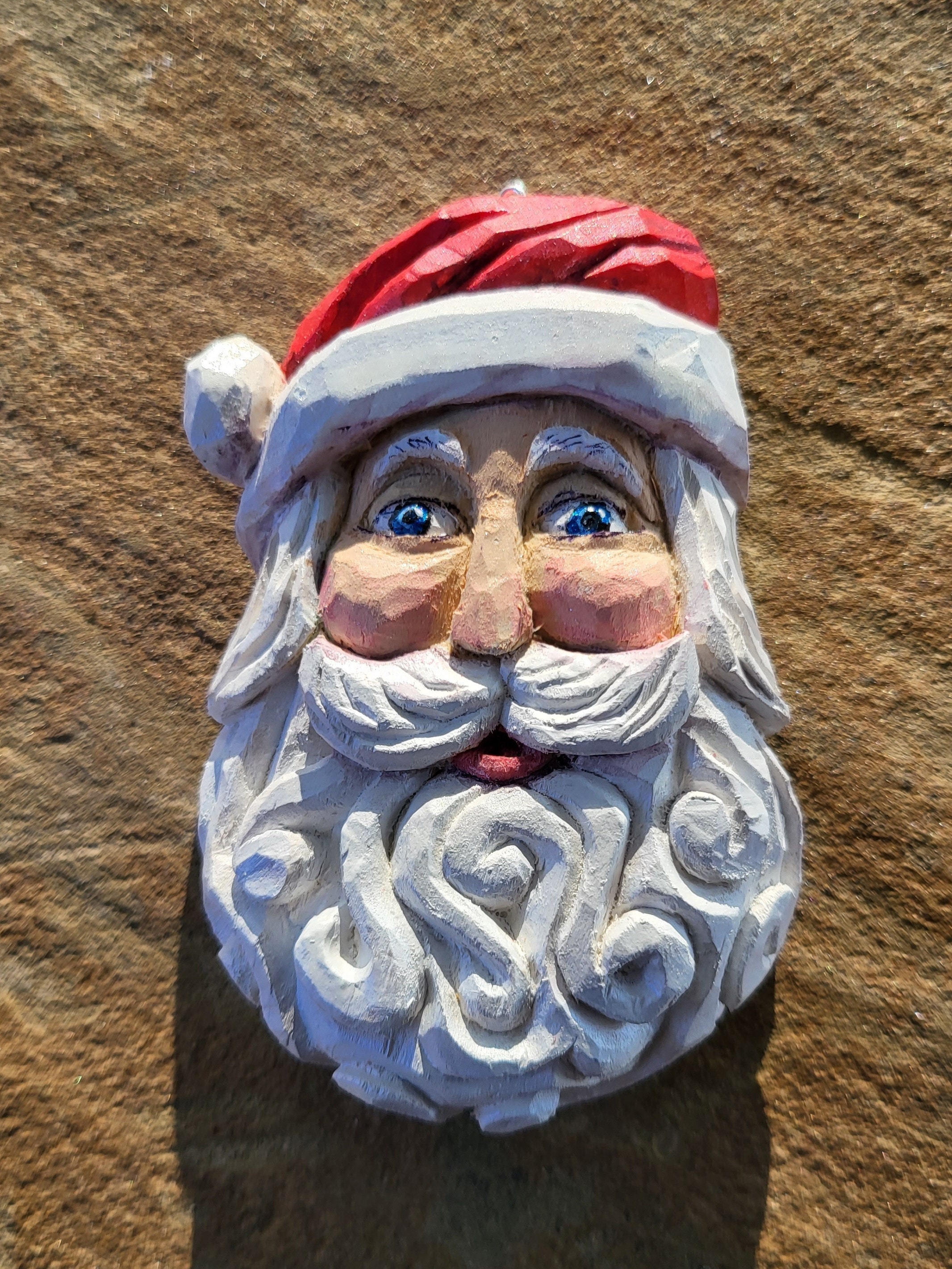 Hand Carved Santa Ornament - Etsy