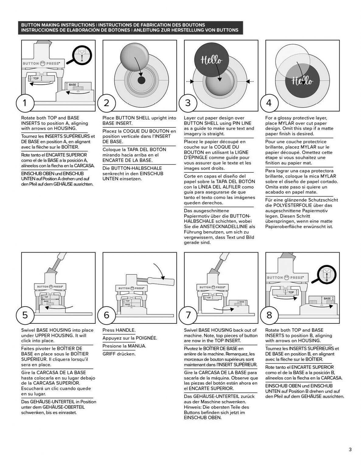 Button Press SQUARE BUTTON 661103 American Crafts We R Memory Keepers ...