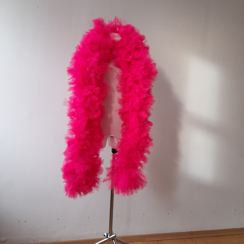Fucksia Pink Vegan Tulle Boa - Etsy