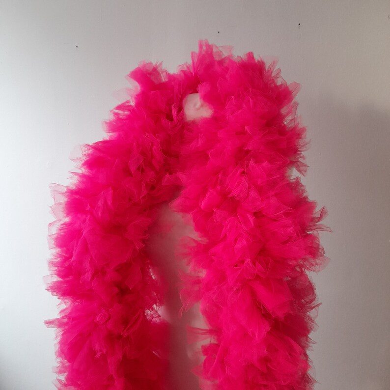 Fucksia Pink Vegan Tulle Boa - Etsy