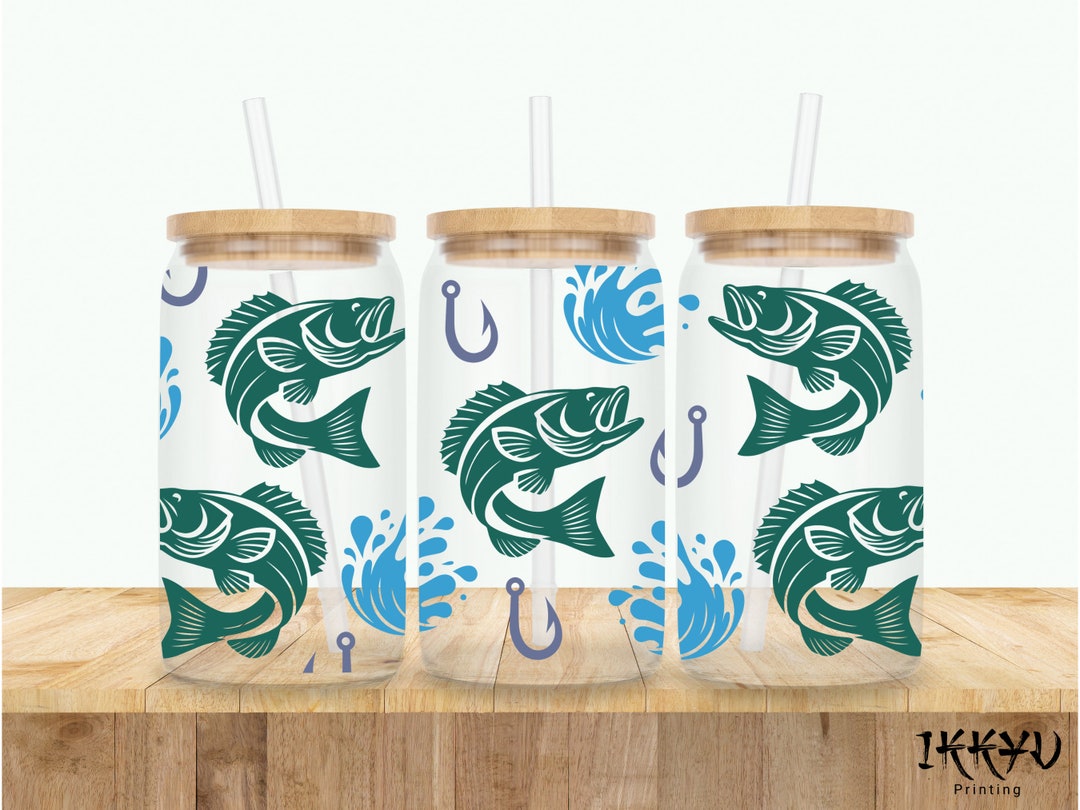 Bass Fish Jumping 16oz Seamless Libbey Glass Can Wrap SVG Cut File, Svg ...