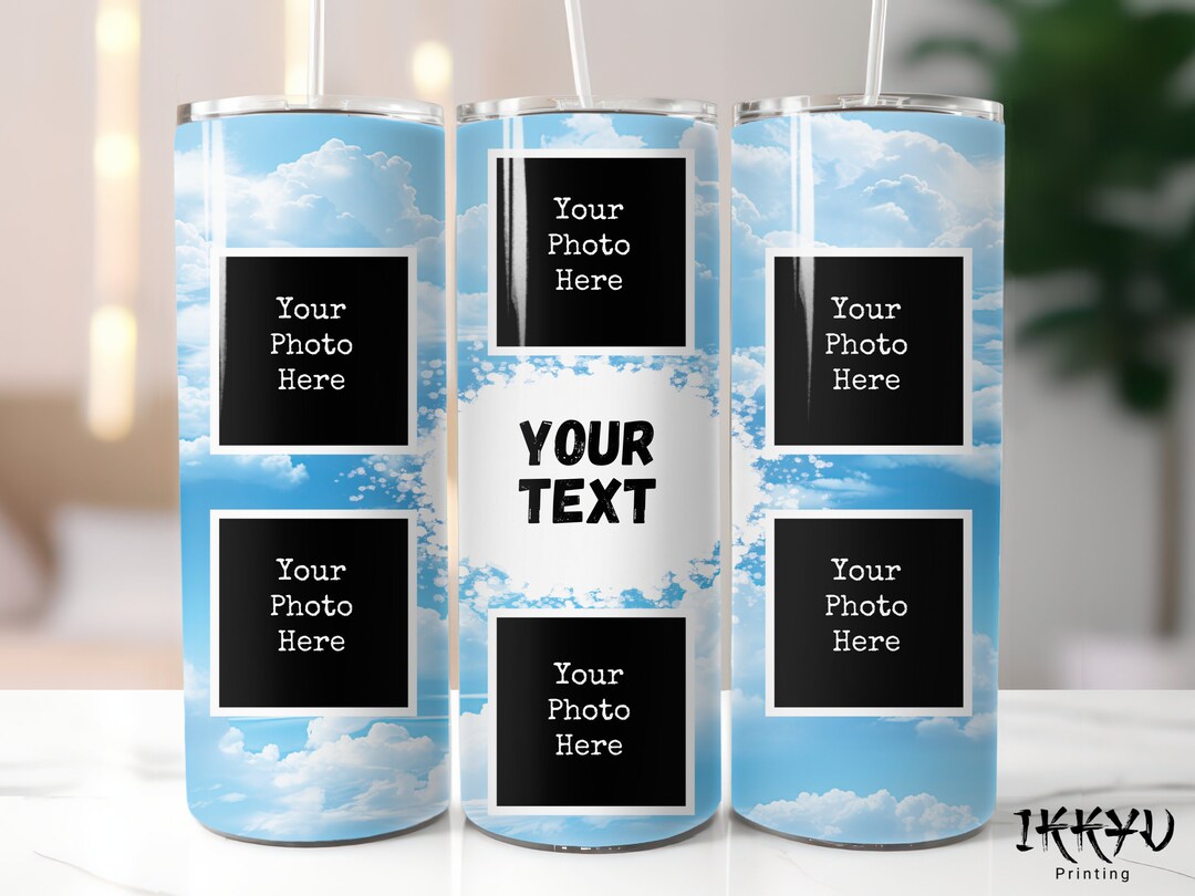 Blue Sky Photo Frame 6 Pictures Collage Tumbler Seamless 20 Oz Skinny ...