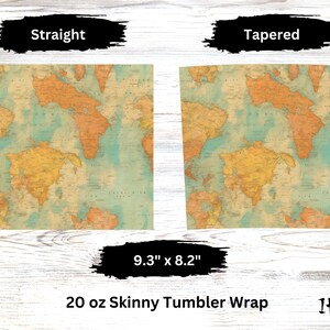 Vintage Retro World Map Seamless Tumbler 20 Oz Skinny Tumbler Wrap ...