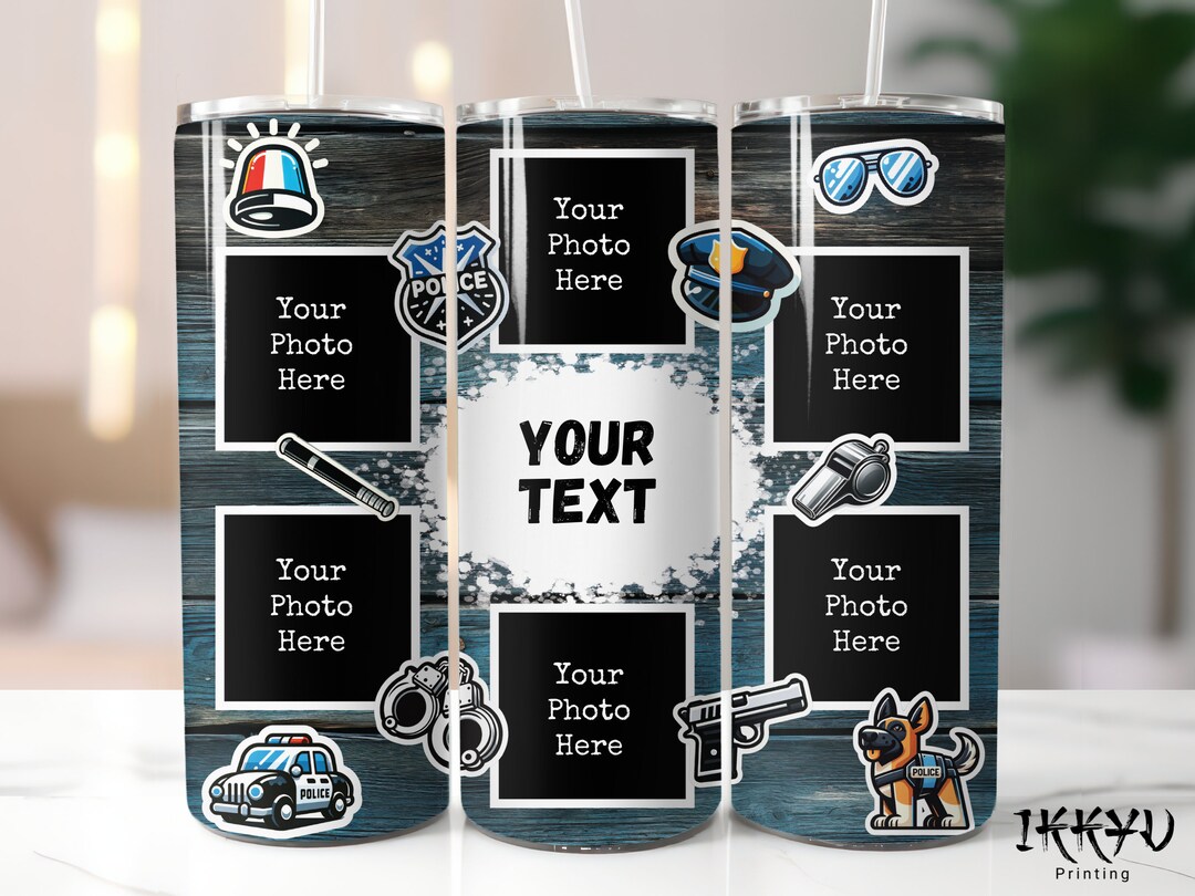Police Life Photo Frame 6 Pictures Collage Tumbler Seamless 20 Oz ...