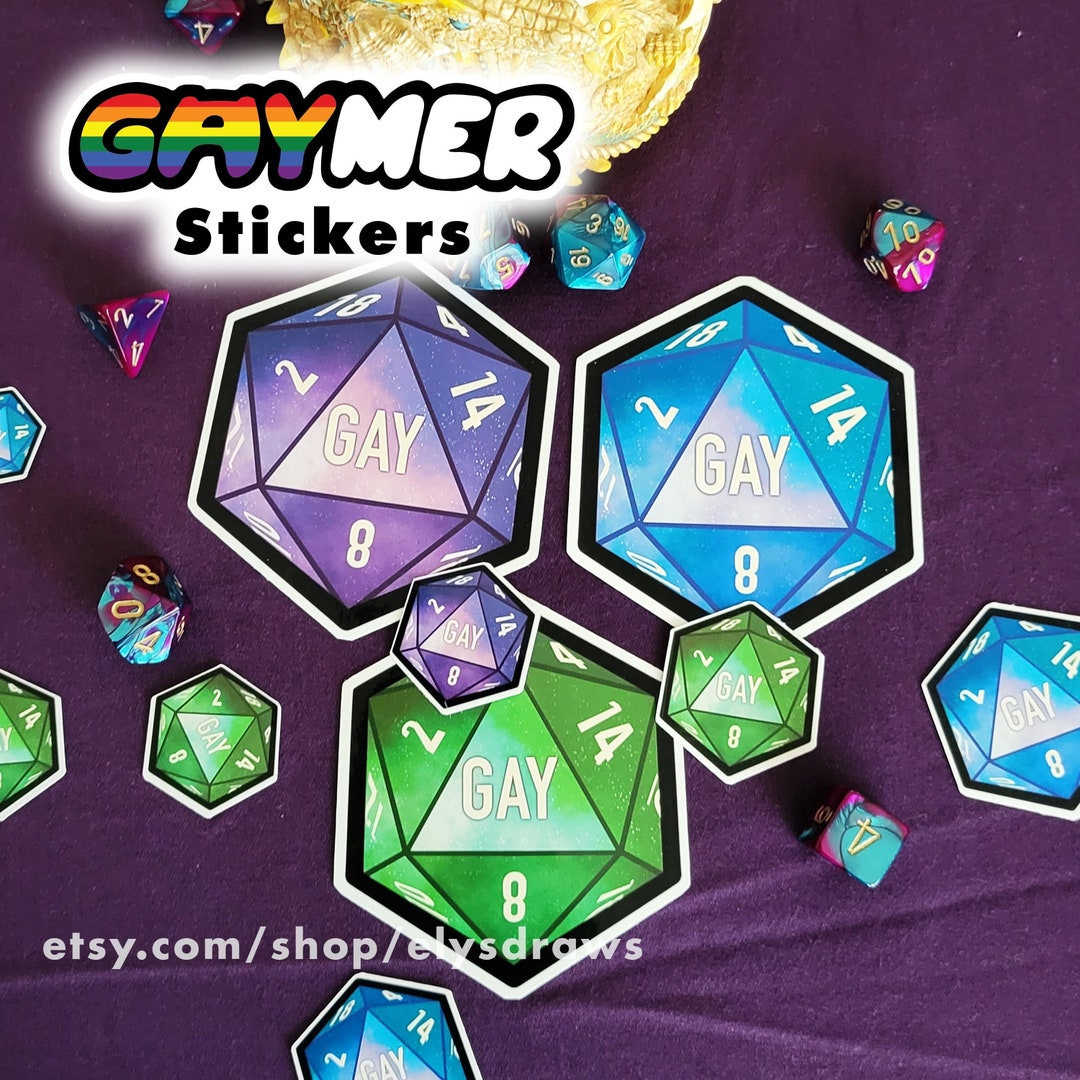 GAY D20 Galaxy D&D Stickers LGBTQ Pride Gaymer Stickers Glossy Dungeons ...