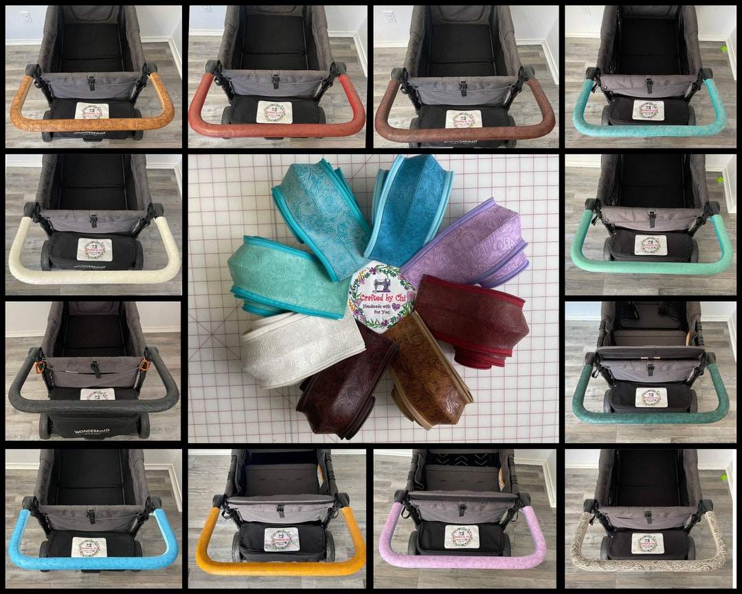 Embossed Floral Faux Leather Handlebar Covers for Wonderfold, Wagonfold ...