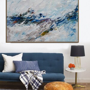 Large Wall Art Canvas Blue Gray Abstract Painting Original - Etsy