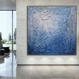 Blue Abstract Art Oversized Canvas Abstract Wall Art Acrylic Painting ...