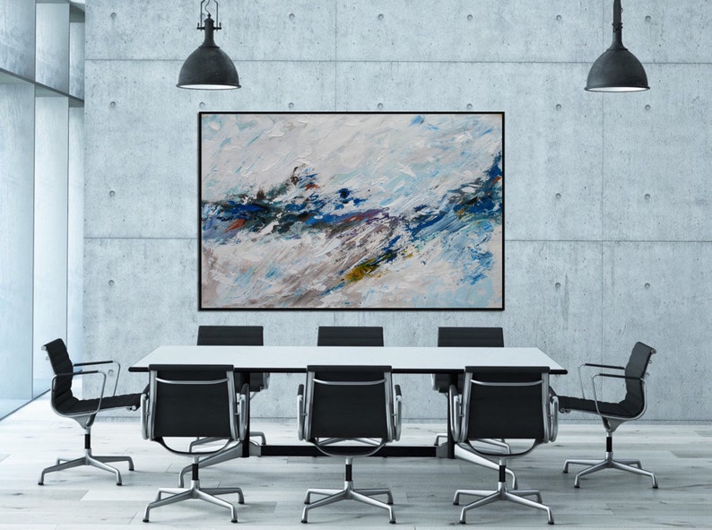 Large Wall Art Canvas Blue Gray Abstract Painting Original - Etsy