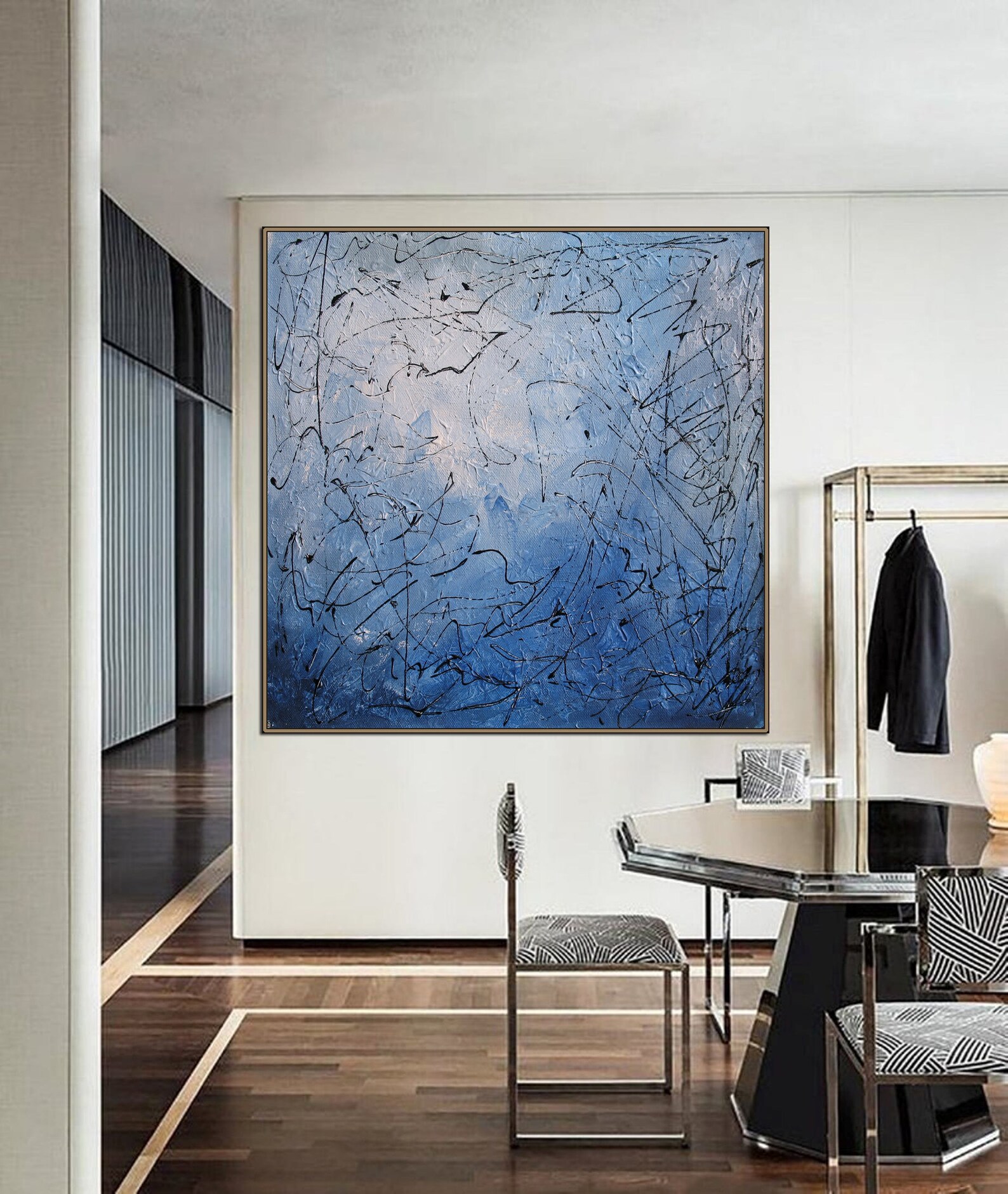 Blue Abstract Art Oversized Canvas Abstract Wall Art Acrylic Painting ...