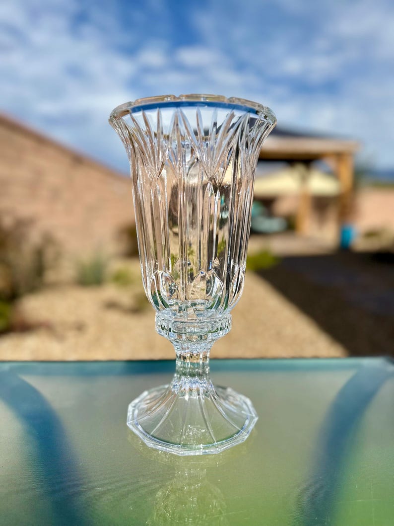 Imperial Crystal 24% Lead Cleo Hurricane 12" Candle Holder Lamp ...