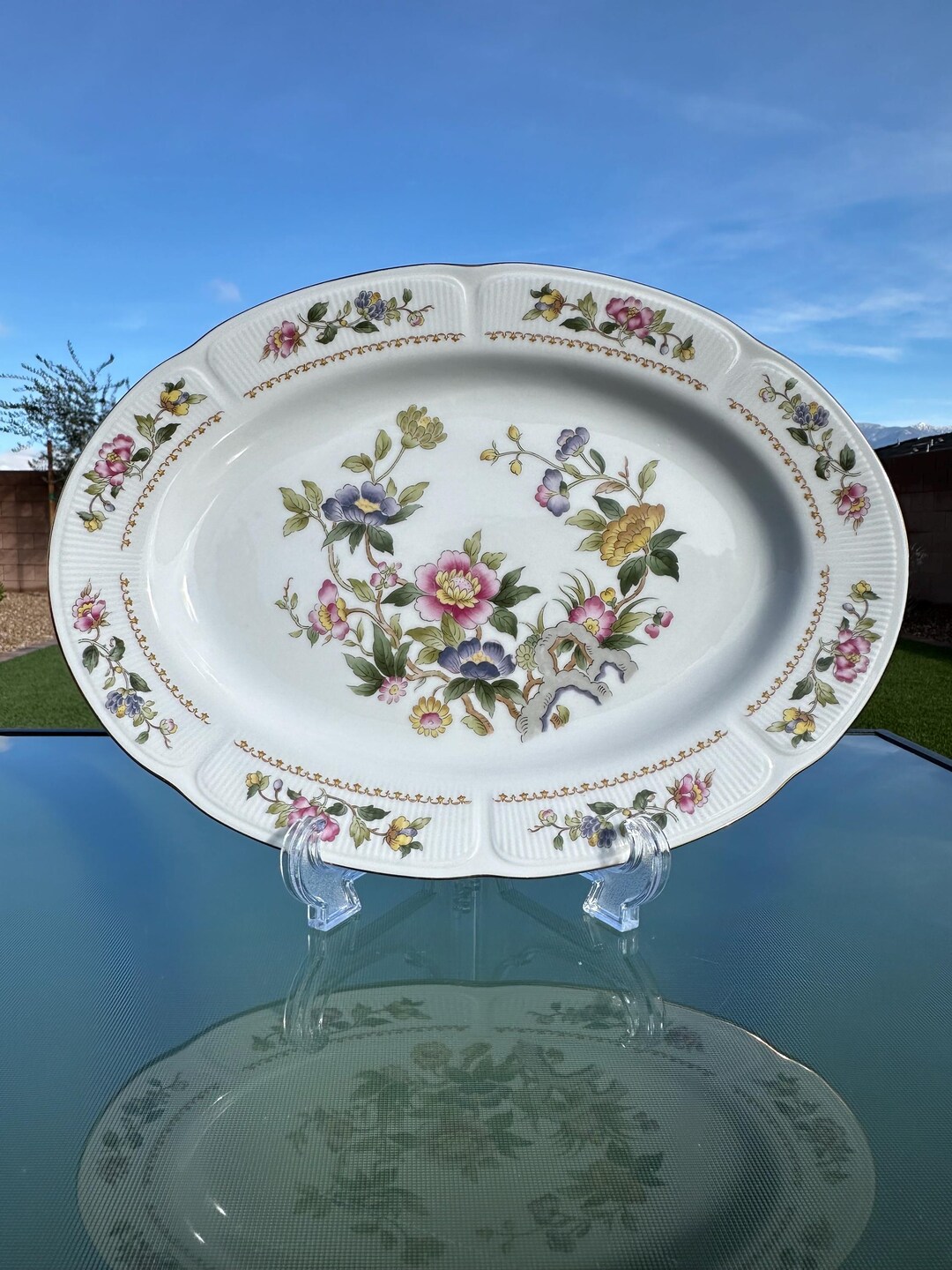 Crescent Fine China by RANMARU Serving Platter Plate Fleur De Paradis ...