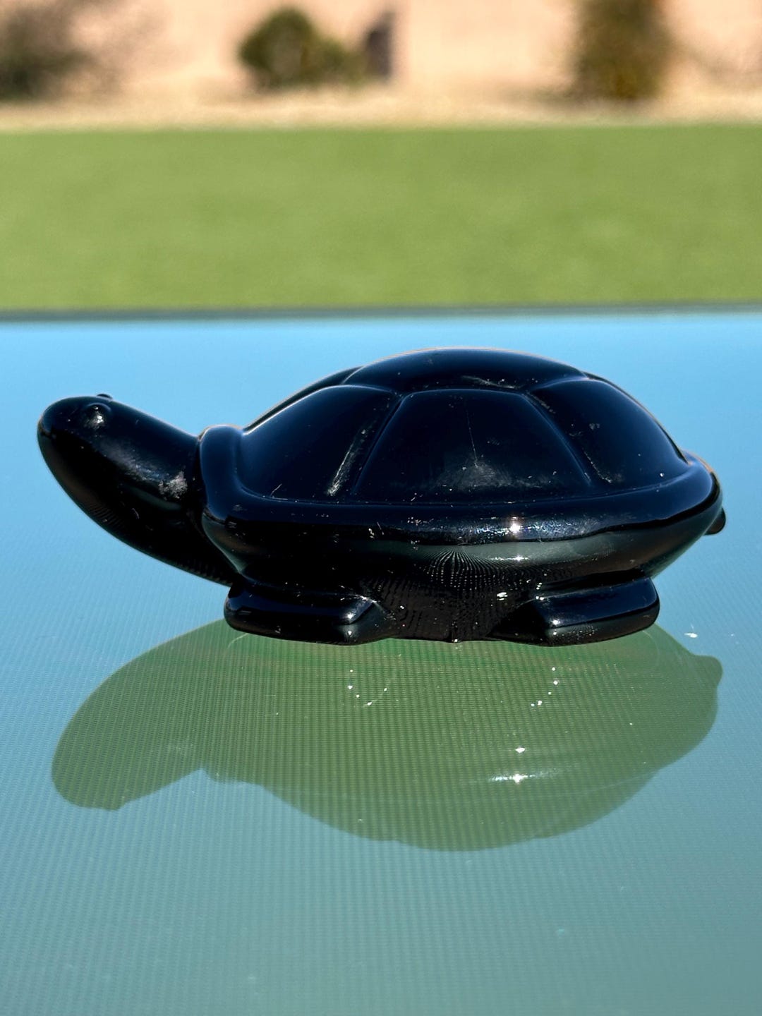 Vintage 1980s ONEIDA Turtle Figurine Paperweight Crystal Glass Black ...