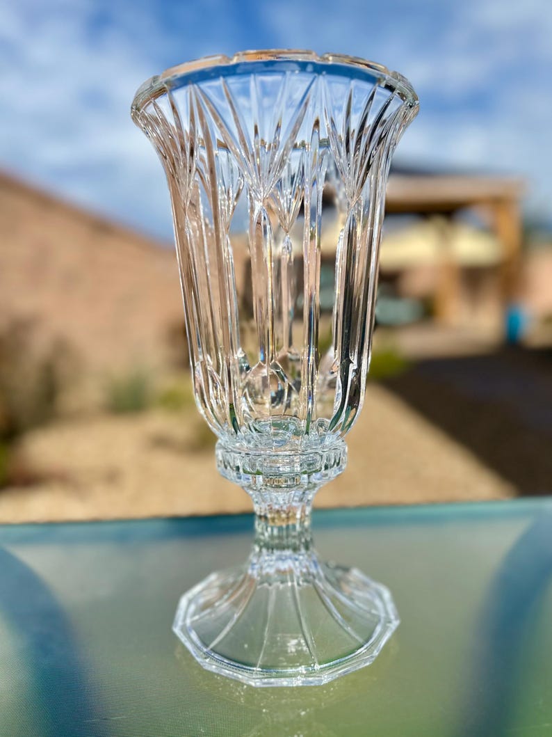 Imperial Crystal 24% Lead Cleo Hurricane 12" Candle Holder Lamp ...