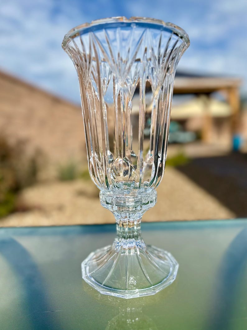 Imperial Crystal 24% Lead Cleo Hurricane 12" Candle Holder Lamp ...