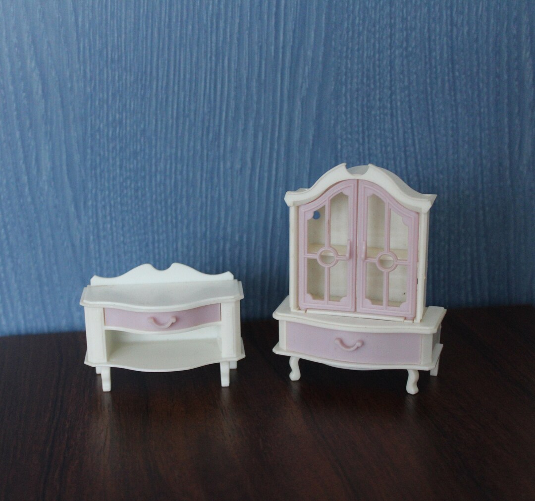 Doll Furniture From the 70s Chest of Drawers and Display Case, Plastic ...