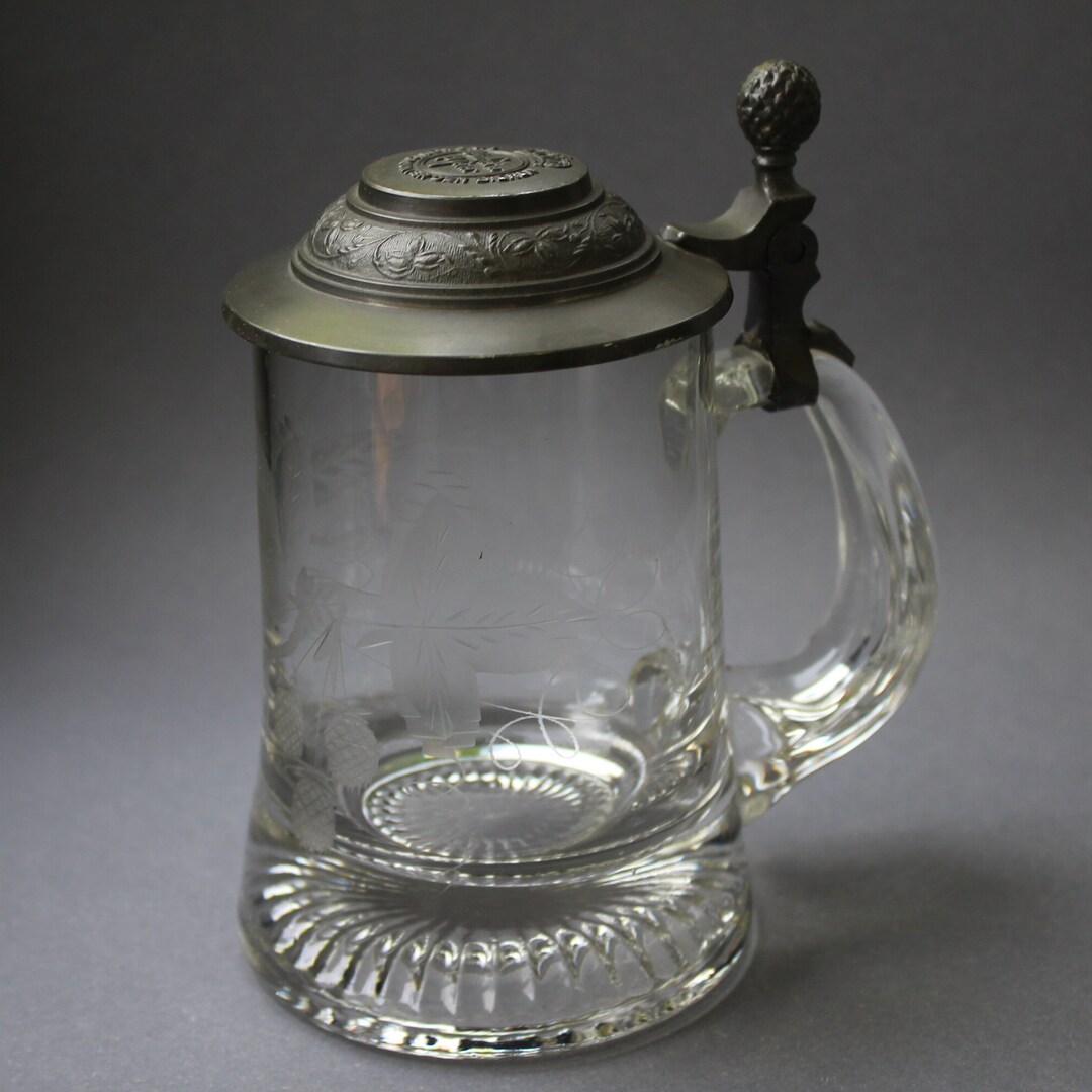 Vintage Beer Mug Warsteiner Lead Crystal Mouth-blown With Pewter Lid ...