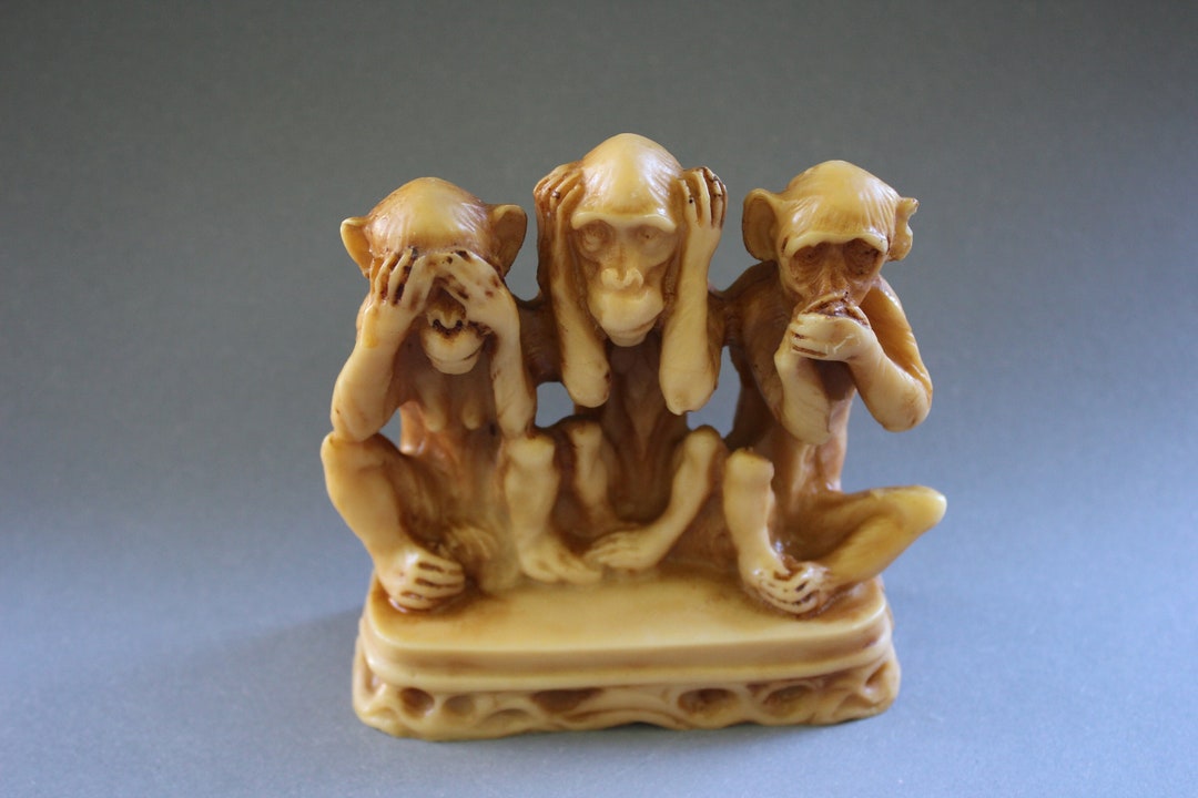 Three Wise Monkeys See Nothing Hear Nothing Speak Resin - Etsy