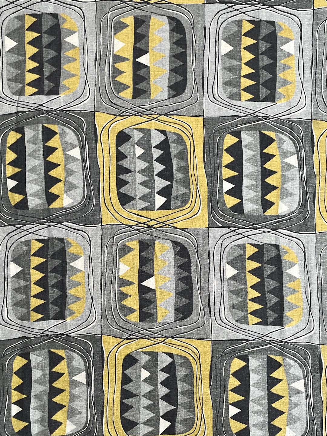 Vintage 1950s Viola Gråsten Curtains: Swedish Geometric Textile - Etsy
