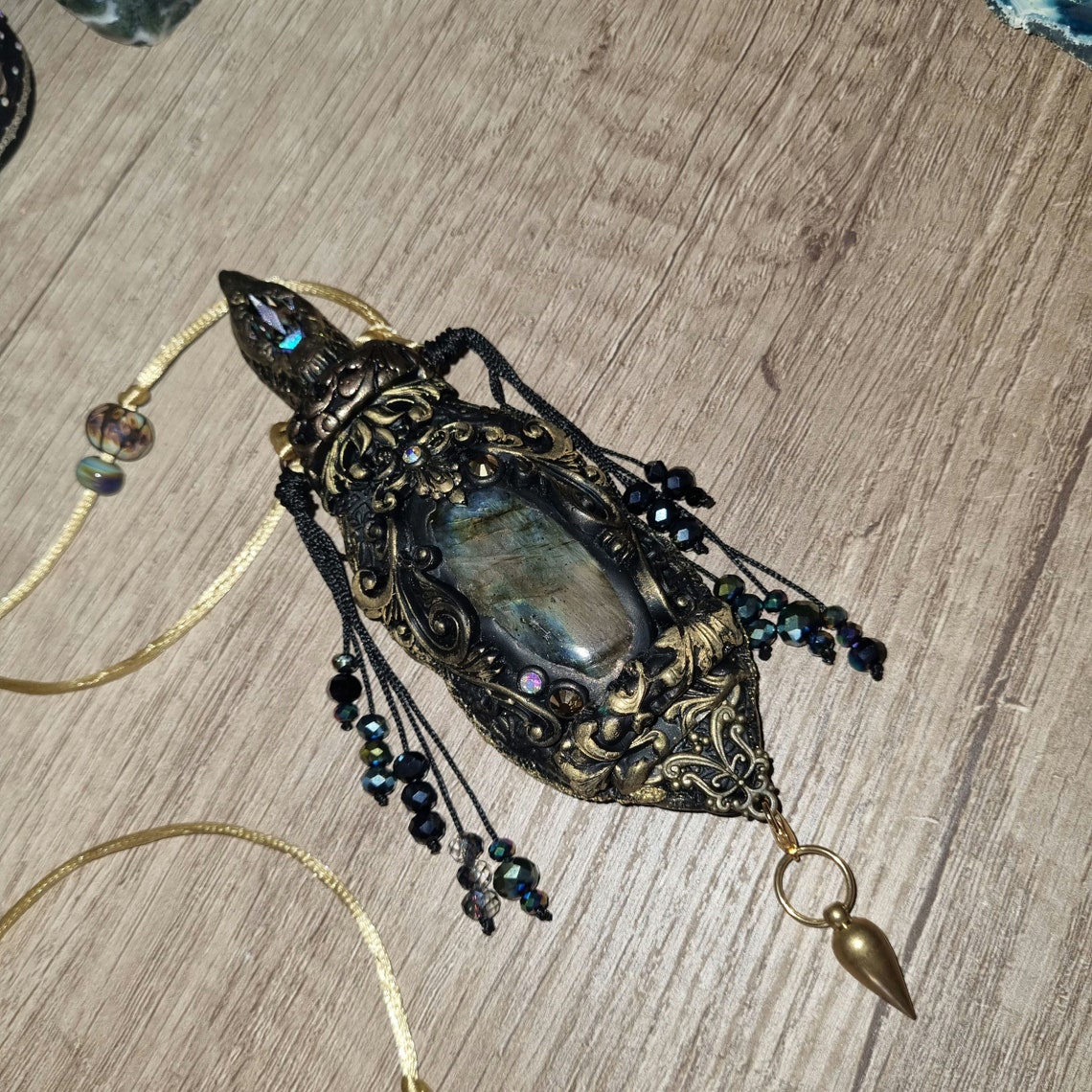 Ancient Potion Pendulum Necklace, Labradorite Witch Talisman, Polymer ...