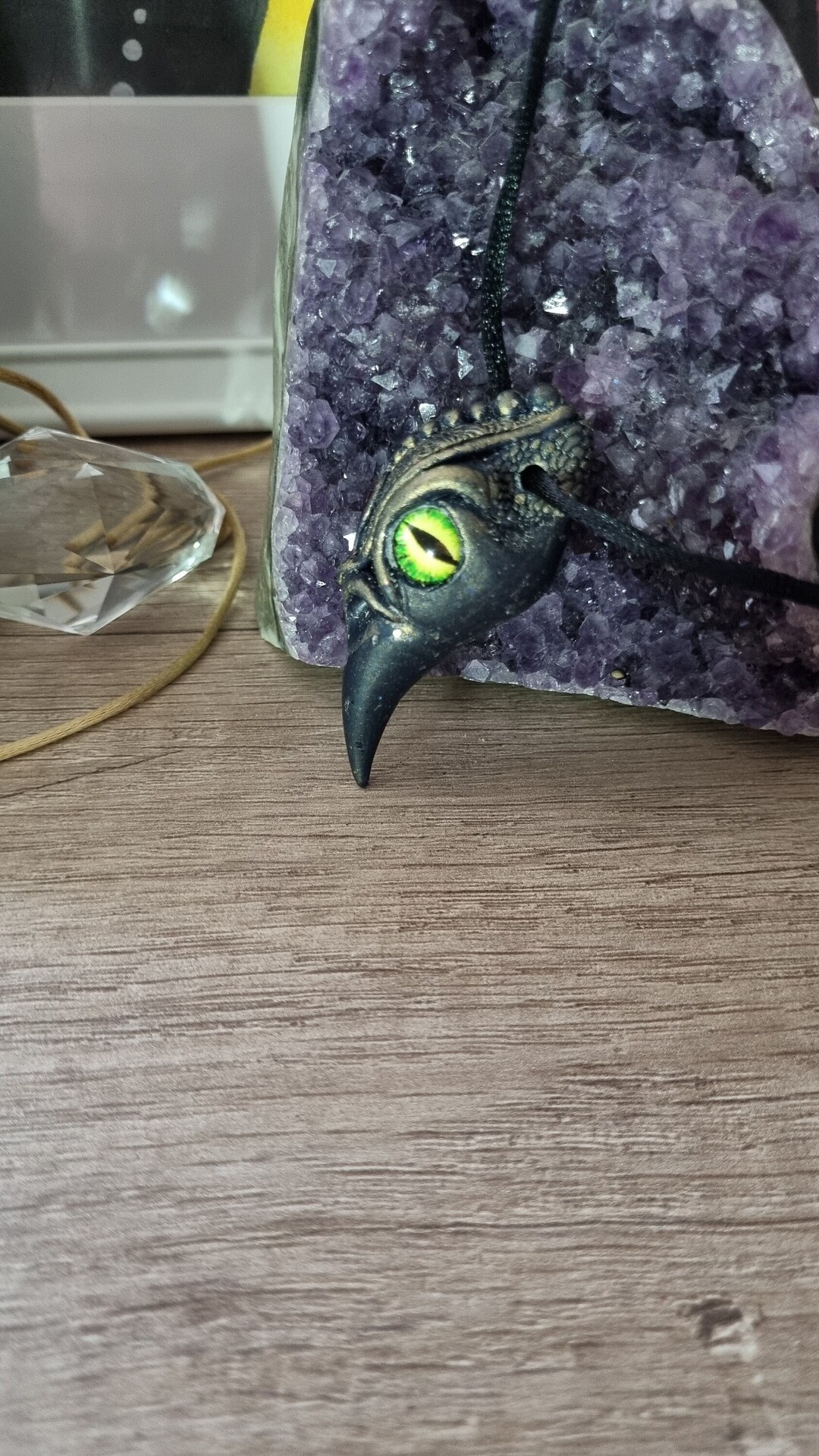 The Mystical Raven: Midnight Blue Raven Head Sculpture. Unique Necklace ...