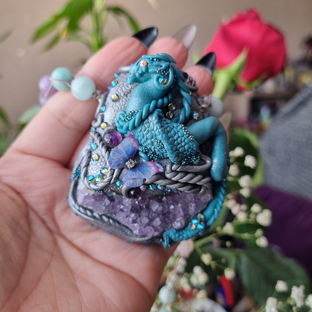 Spiritual Amethyst Stone Keeper Serpent Dragon Ancient Wisdom Talisman ...