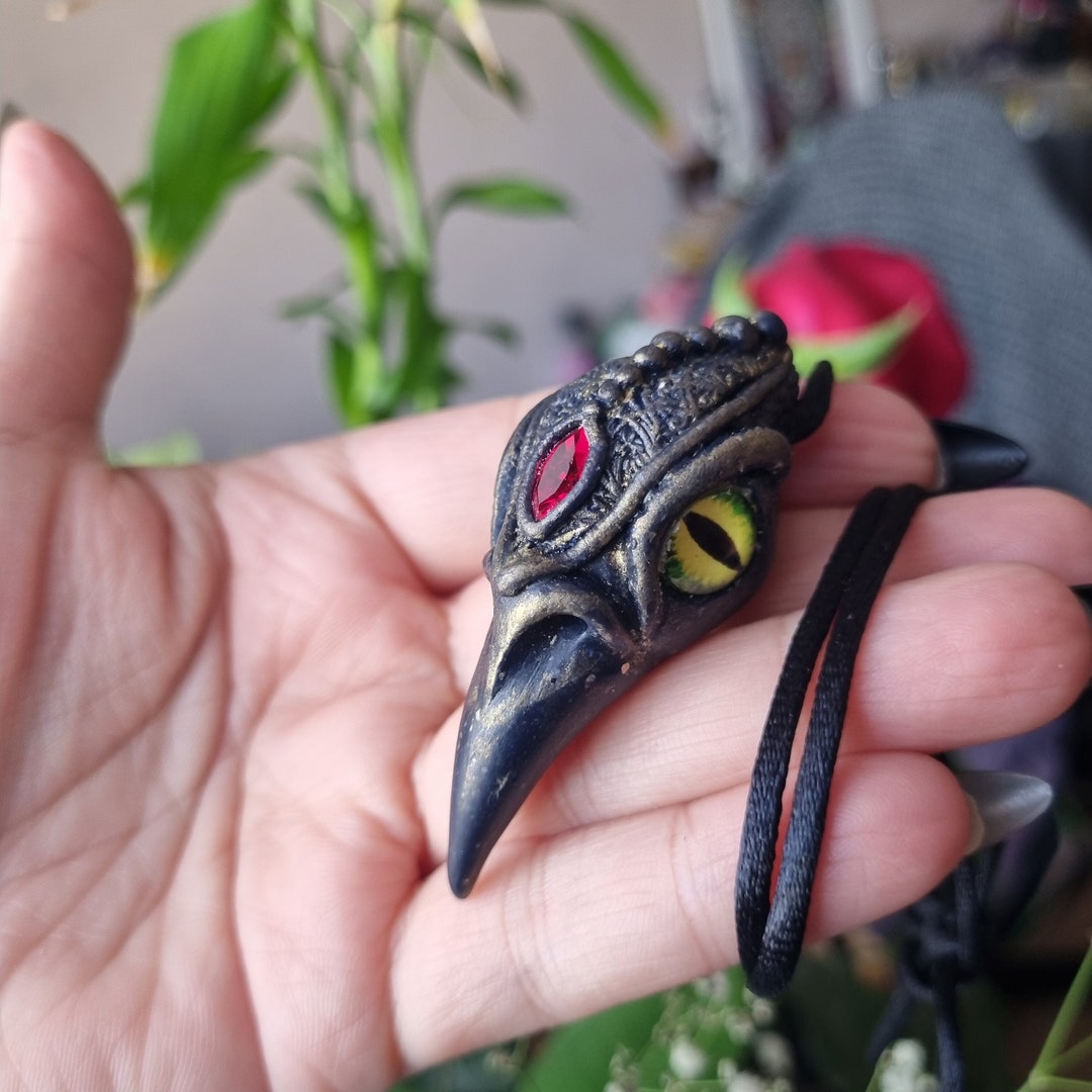 The Mystical Raven: Midnight Blue Raven Pendant. Unique Handmade ...